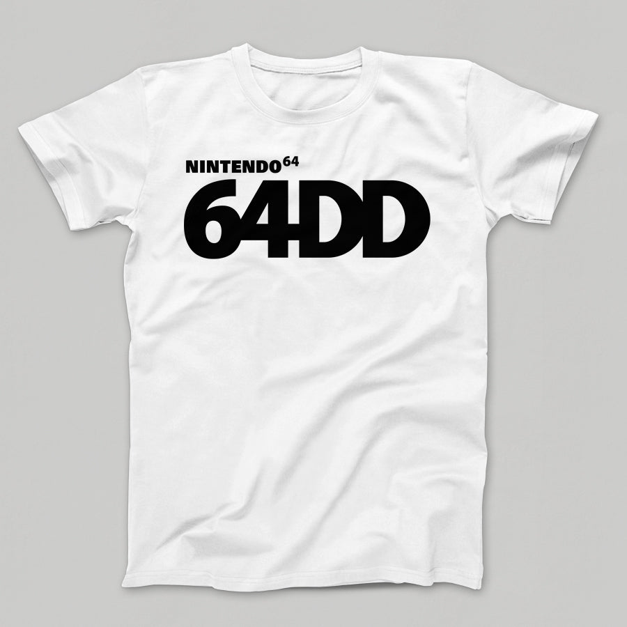 64DD Logo White- PixelRetro Video Game T-shirts - NES