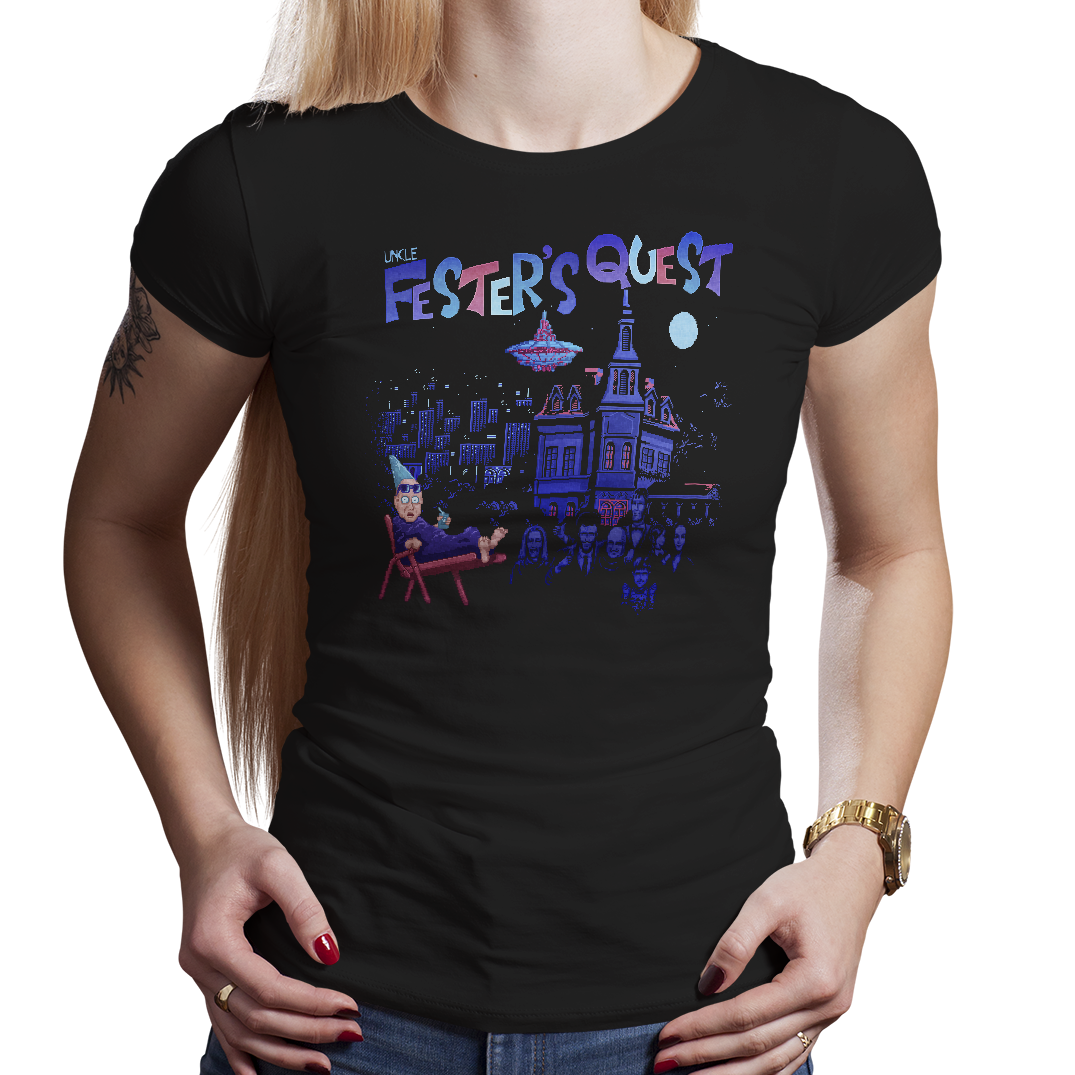 Festers Quest - PixelRetro Video Game T-shirts - NES - Adams Family