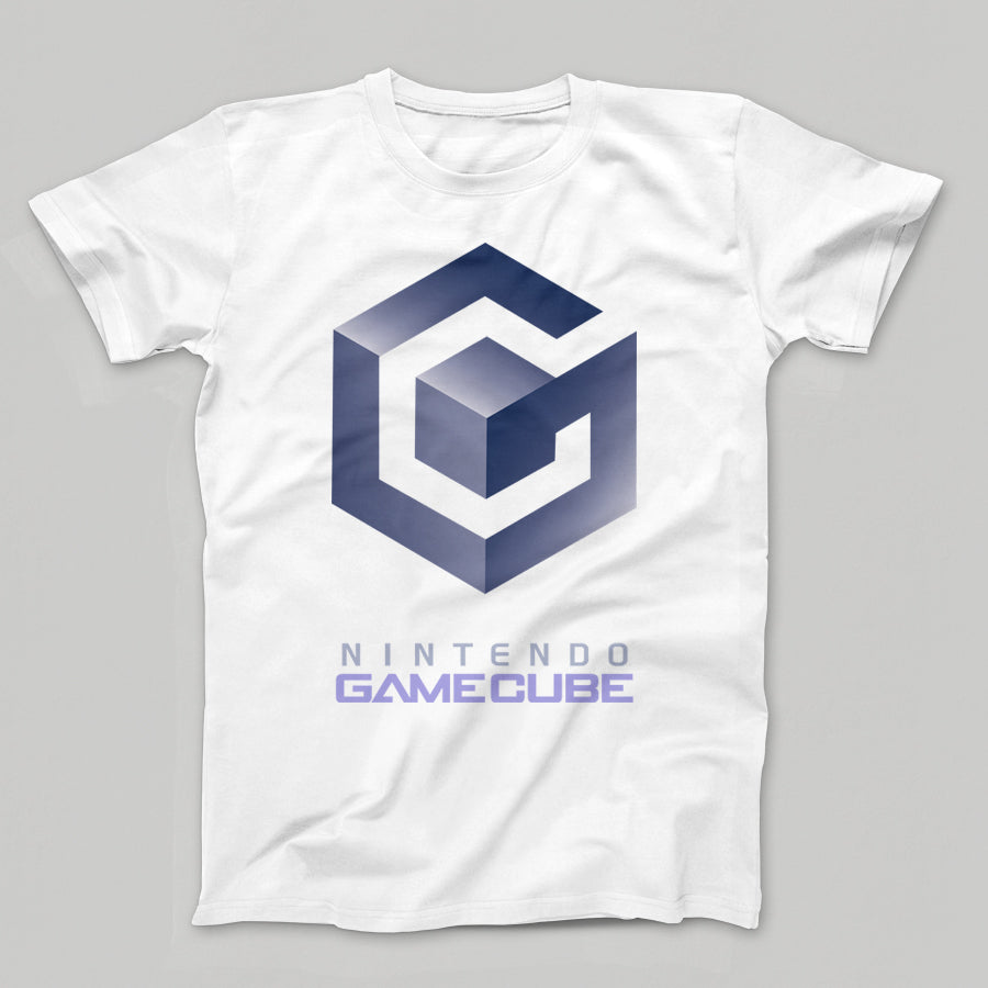GCN Logo Text on White - PixelRetro Video Game T-shirts - GameCube