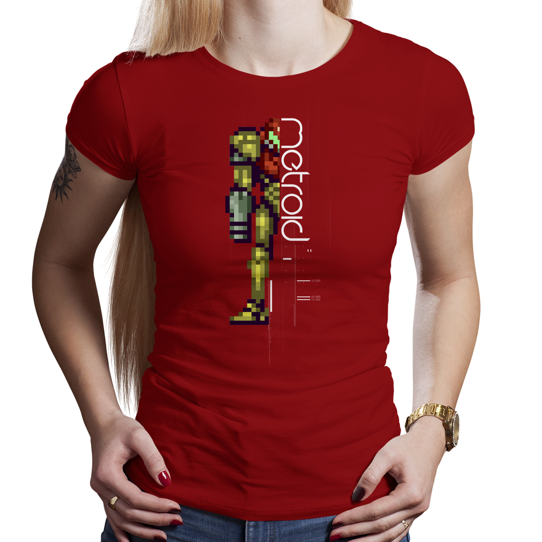 Metroid Retro - PixelRetro Video Game T-shirts - Samus Aran - 1980s - 8 Bit