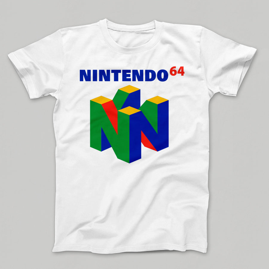 Ultra 64 Logo Icon With On Grayk - PixelRetro Video Game T-shirts - 64