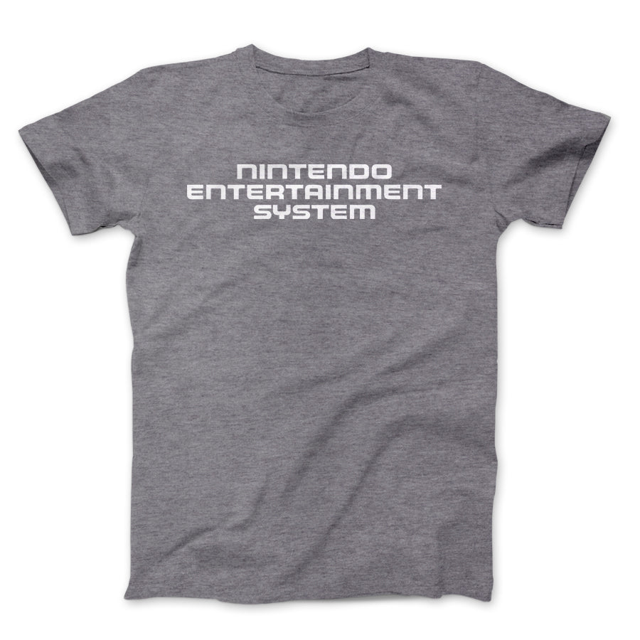 NES Text White Text on Heather - PixelRetro Video Game T-shirts - NES