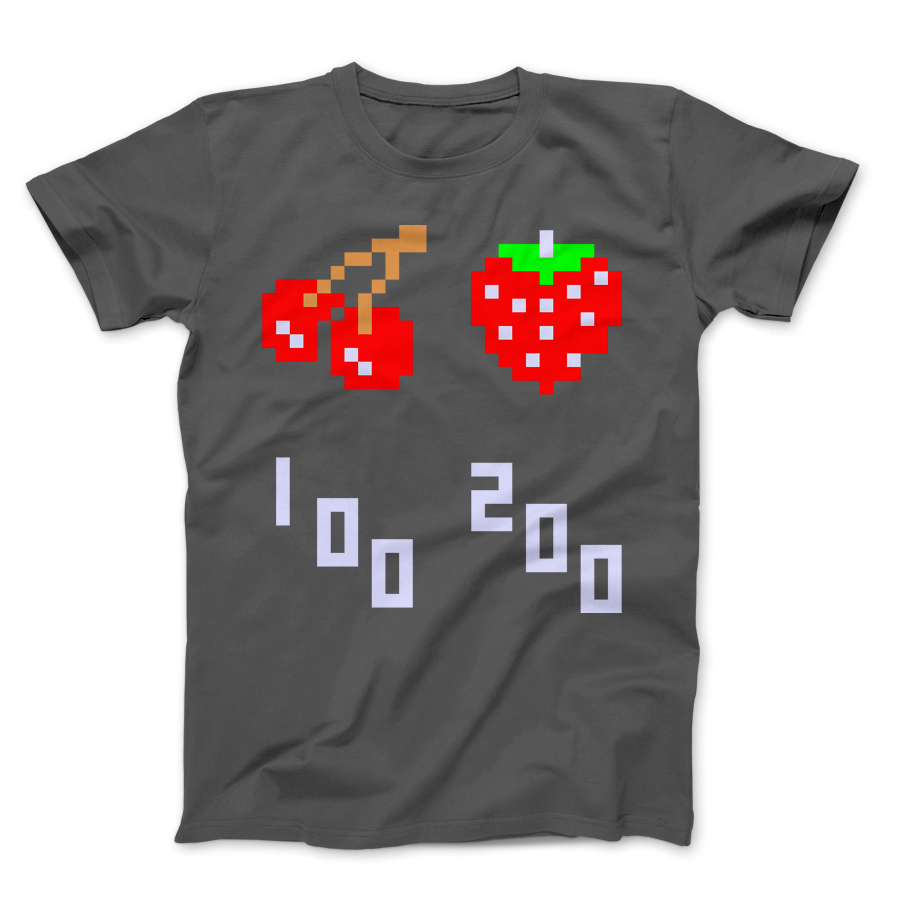 Pacman Cherry - PixelRetro Video Game T-Shirt- Retro Arcade - Pacman