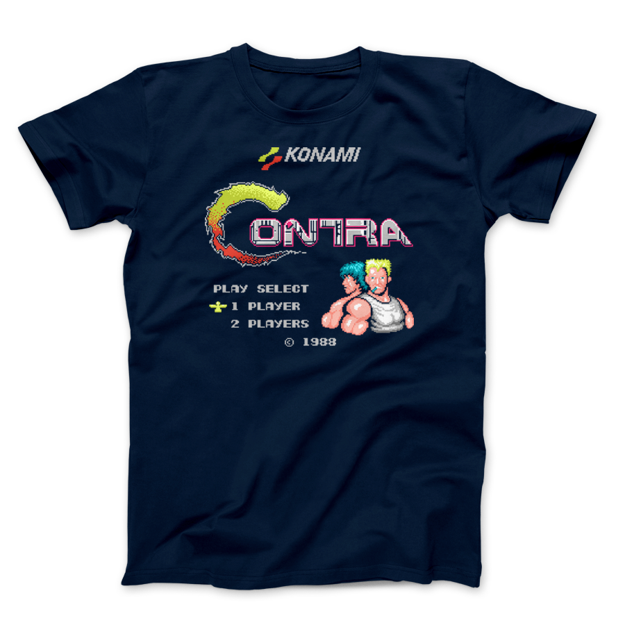 Contra Title Screen - PixelRetro Video Game T-shirts - NES- Nintendo