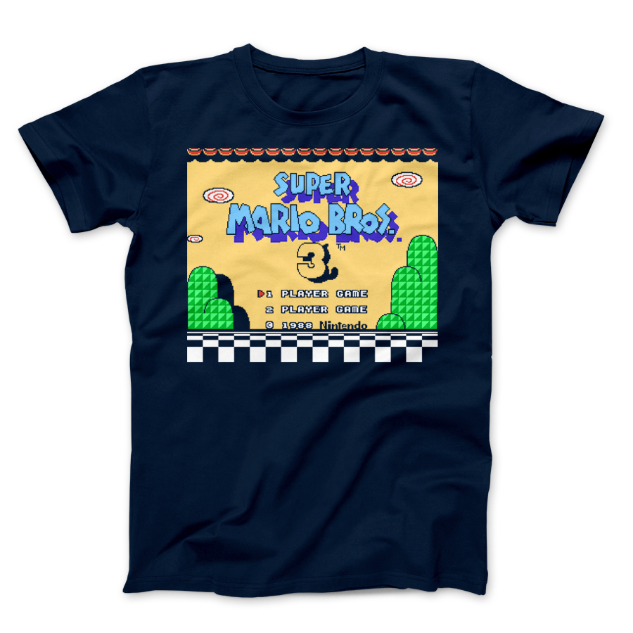 Super Mario 3 Title Screen - PixelRetro Video Game T-shirts - Nintendo