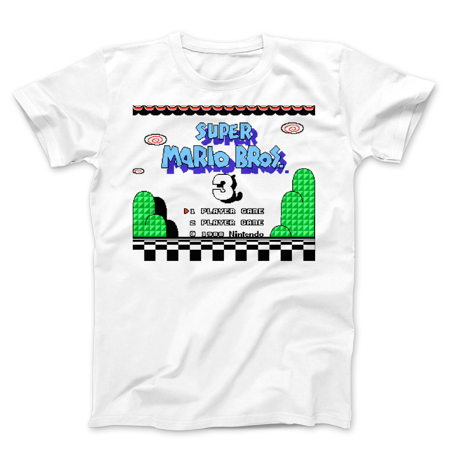 Super Mario 3 Title Screen - PixelRetro Video Game T-shirts - SMB 3