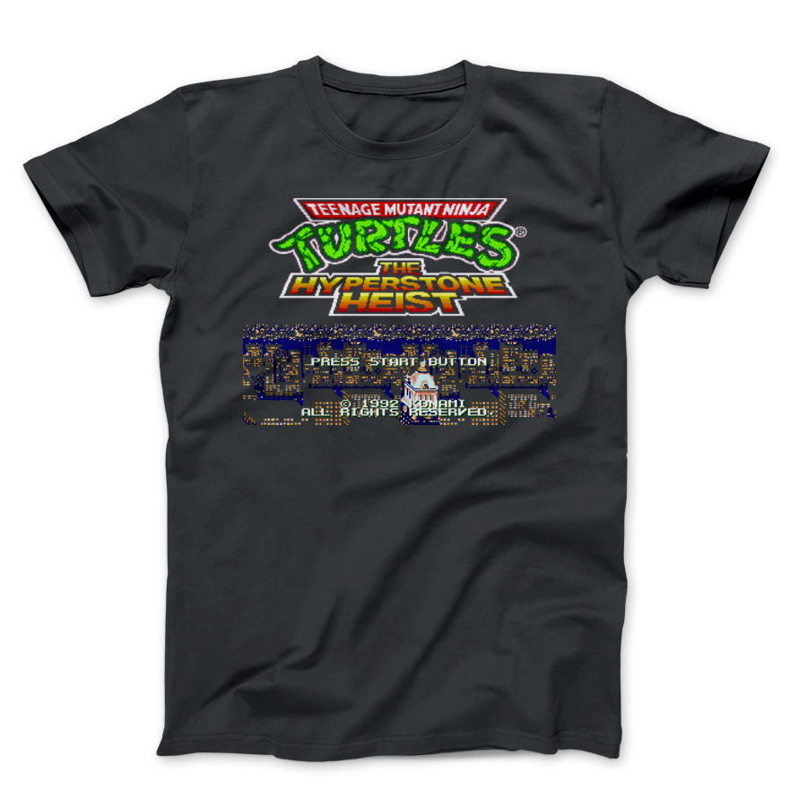 TMNT Genesis Title Screen - PixelRetro Video Game T-shirts - TMNT 3
